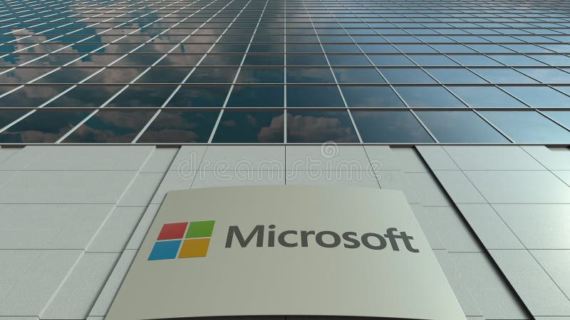 Signage Board With Microsoft Logo. Modern Office Building Facade ...