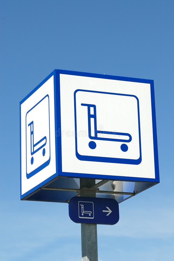 Signage carts stock photo. Image of totem, airport, trolleys - 17804306