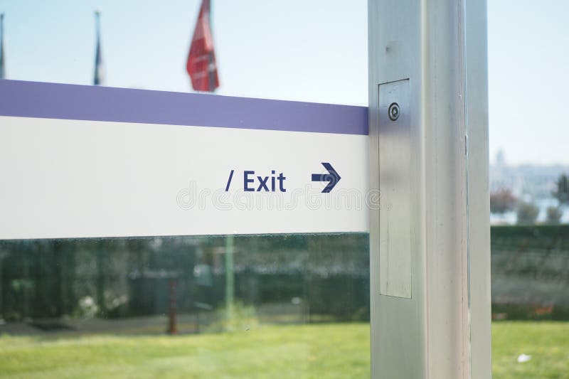 Signage Clearly Indicating the Exit Direction at a Specific Urban ...