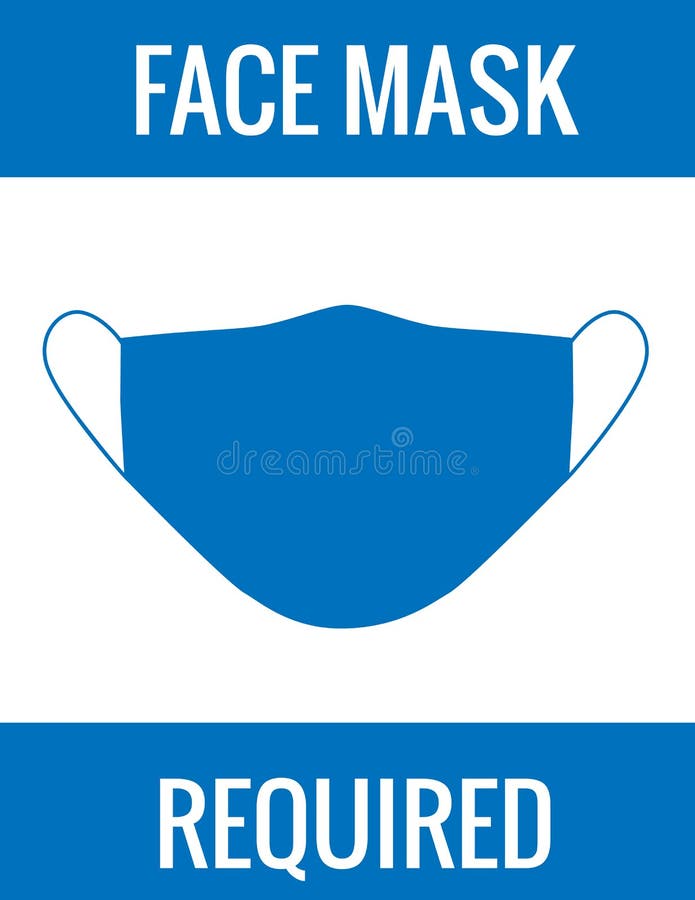 Signage Face Mask Required stock vector. Illustration of entrance ...