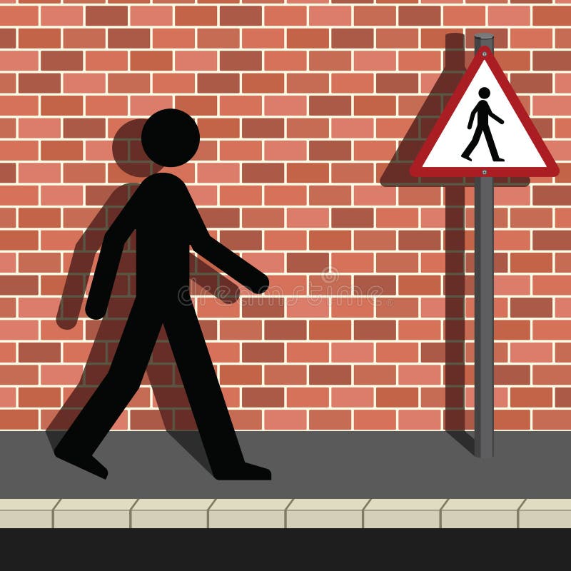 Signage Man Walking Along a Street Stock Vector - Illustration of ...
