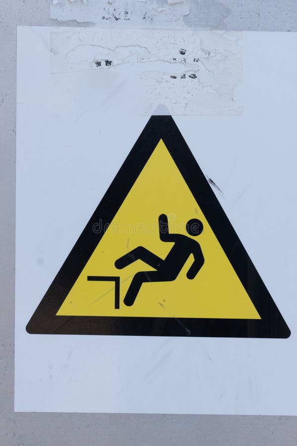 Signage Risk Caution Danger of Falling Stock Photo - Image of designate ...