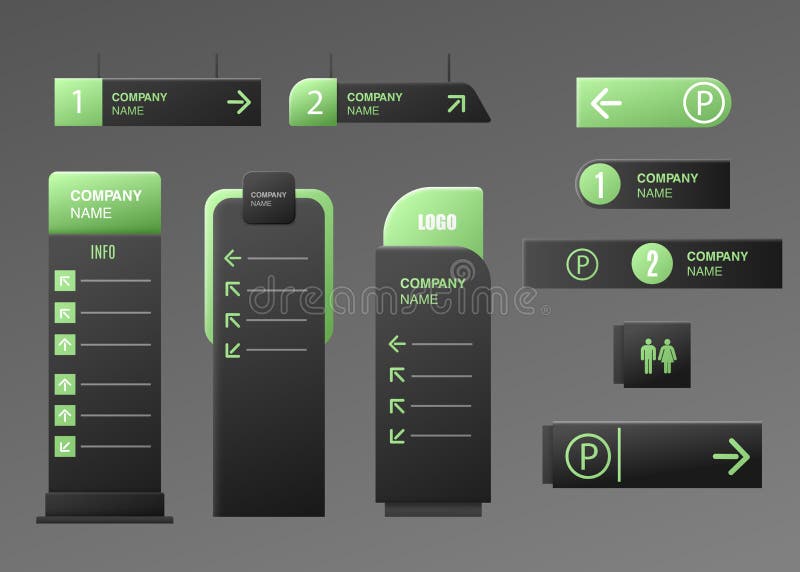 Signage Set of Sign Boards Template Realistic Vector Illustration ...