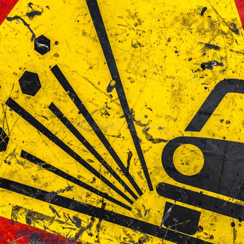 Signal of Unstable Material on Road Stock Image - Image of damaged ...