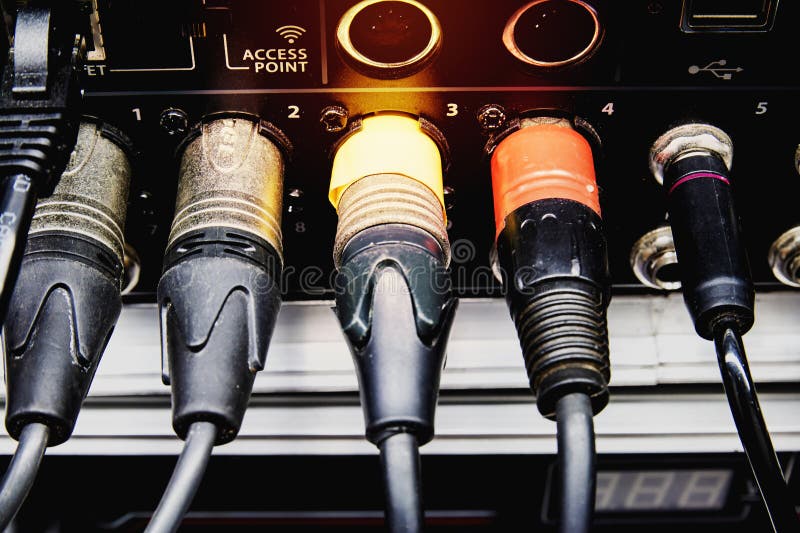 Signal Cables on the Back of the Digital Audio Mixer Stock Photo ...