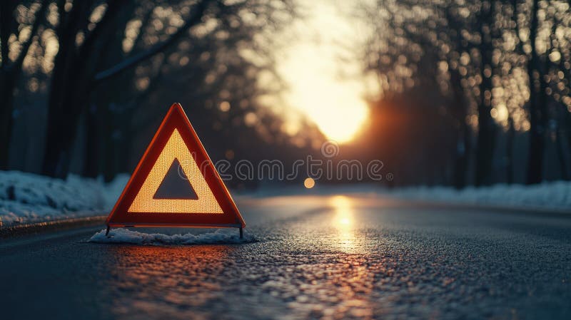 Signal of Caution - Red Triangular Warning Sign Placed on Road, Serving ...