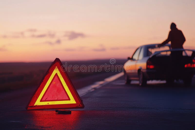 Signal of Caution - Red Triangular Warning Sign Placed on Road, Serving ...