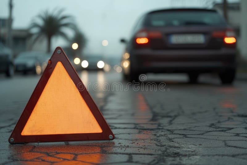 Signal of Caution - Red Triangular Warning Sign Placed on Road, Serving ...