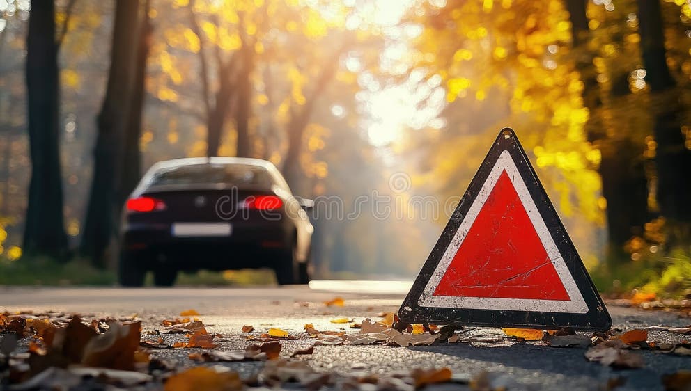 Signal of Caution - Red Triangular Warning Sign Placed on Road, Serving ...