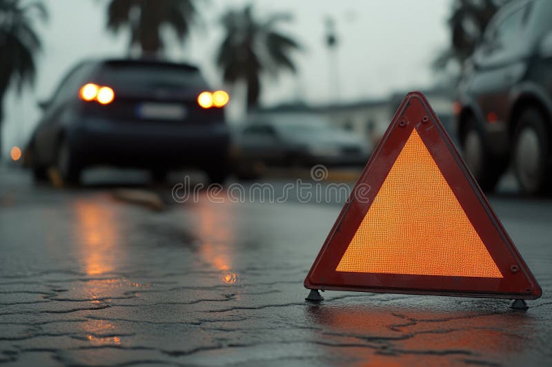 Signal of Caution - Red Triangular Warning Sign Placed on Road, Serving ...