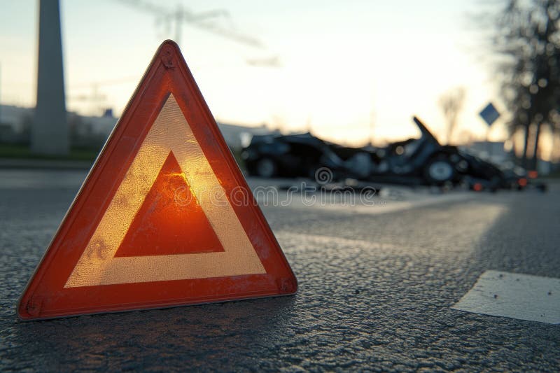 Signal of Caution - Red Triangular Warning Sign Placed on Road, Serving ...
