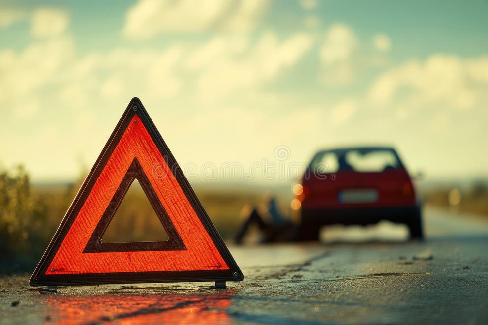 Signal of Caution - Red Triangular Warning Sign Placed on Road, Serving ...