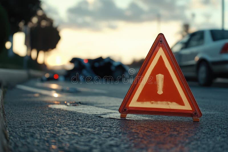 Signal of Caution - Red Triangular Warning Sign Placed on Road, Serving ...