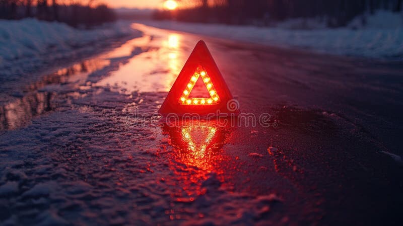 Signal of Caution - Red Triangular Warning Sign Placed on Road, Serving ...