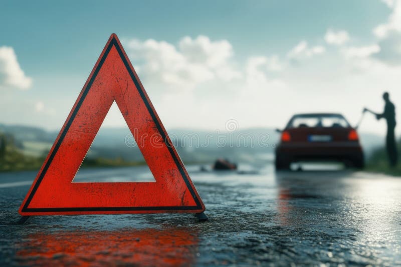 Signal of Caution - Red Triangular Warning Sign Placed on Road, Serving ...