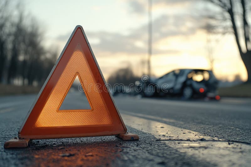 Signal of Caution - Red Triangular Warning Sign Placed on Road, Serving ...
