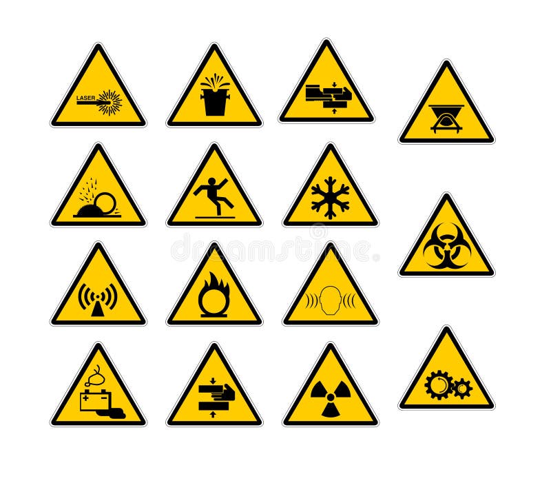 Signalisation D'avertissement. Triangle Jaune Alerte Symboles Attention ...