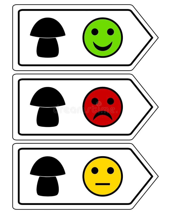 Signal De Direction Pour Des Champignons Avec Des Smiley Illustration ...