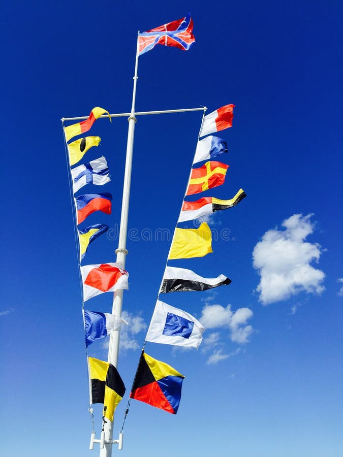 Signal flags on the mast stock image. Image of blows - 91444937