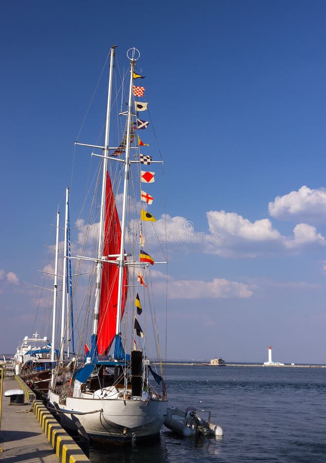 Signal Flags on a Sailing Boat Stock Image - Image of signs, harbor ...