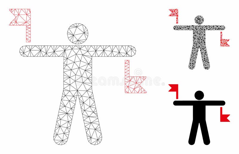 Signal Flags Vector Mesh Wire Frame Model And Triangle Mosaic Icon Stock Vector Illustration