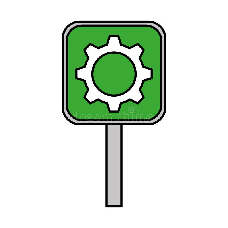 Signal with gear machinery stock vector. Illustration of motion - 143333776