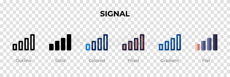 Signal Icon in Different Style. Signal Vector Icons Designed in Outline ...
