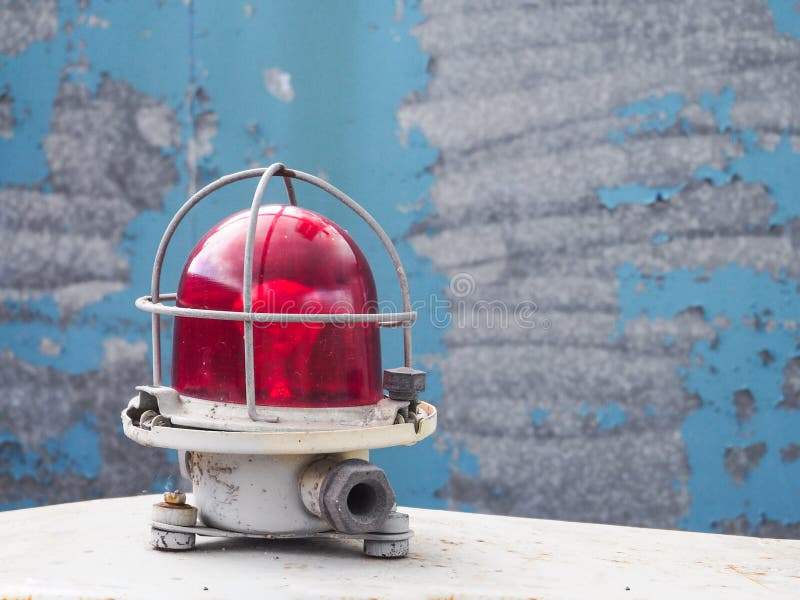 The Signal Lamp. Red Warning Light on a Blue Background. the Concept of ...