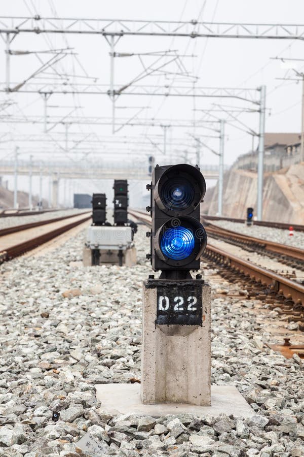 Railway signal led light stock image. Image of path, metal - 50409889