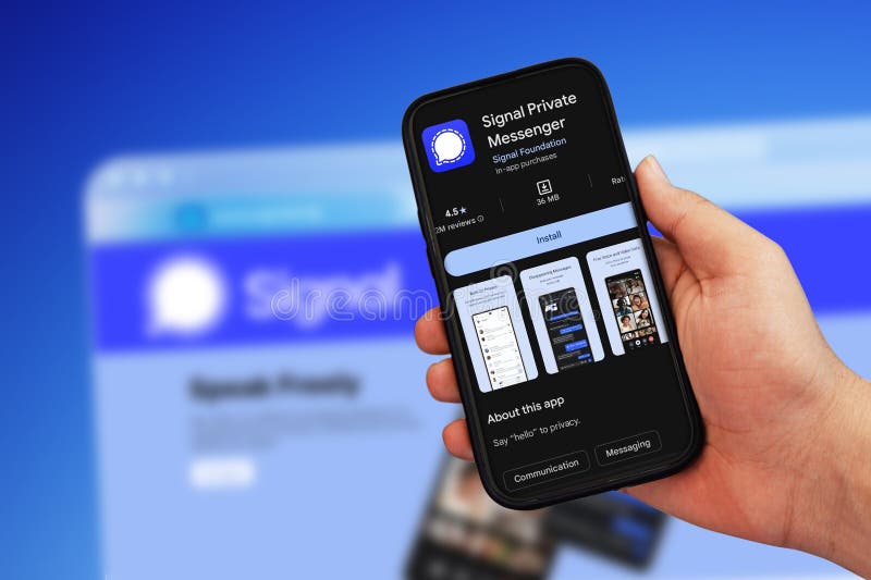 Signal Mobile App Concept Illustrative Editorial Background with Blur ...
