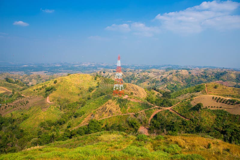 The Signal Pillar is in the Mountains Stock Photo - Image of cellular ...