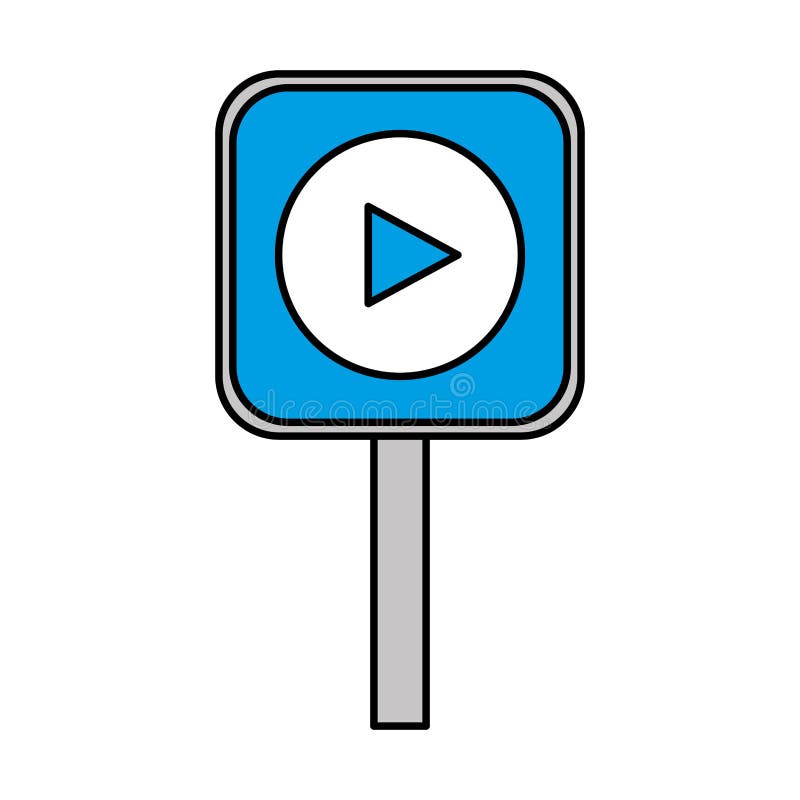 Signal with play button stock vector. Illustration of touch - 142686741