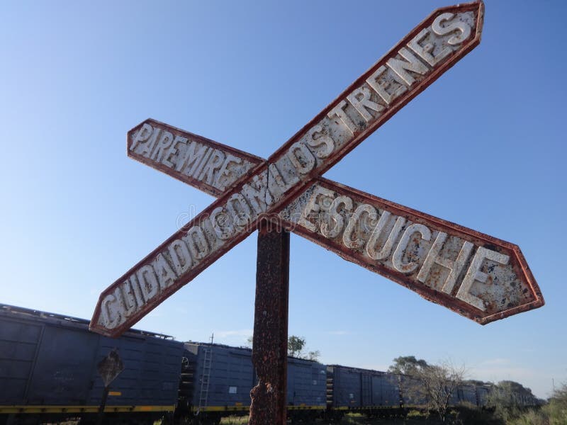 Railway Level Crossing Gate with Red Vintage Warning Lamp. Stock Photo ...