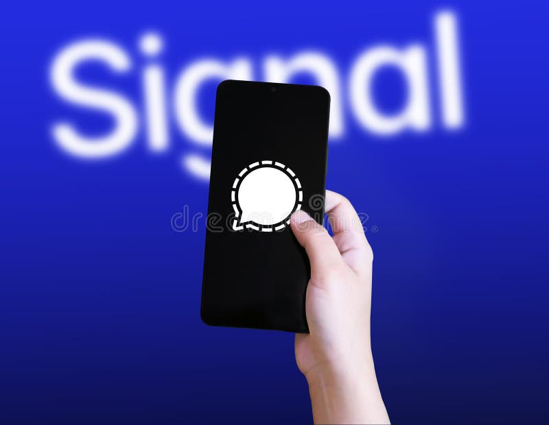 Signal on the Smartphone Screen with Blue Gradient Background ...