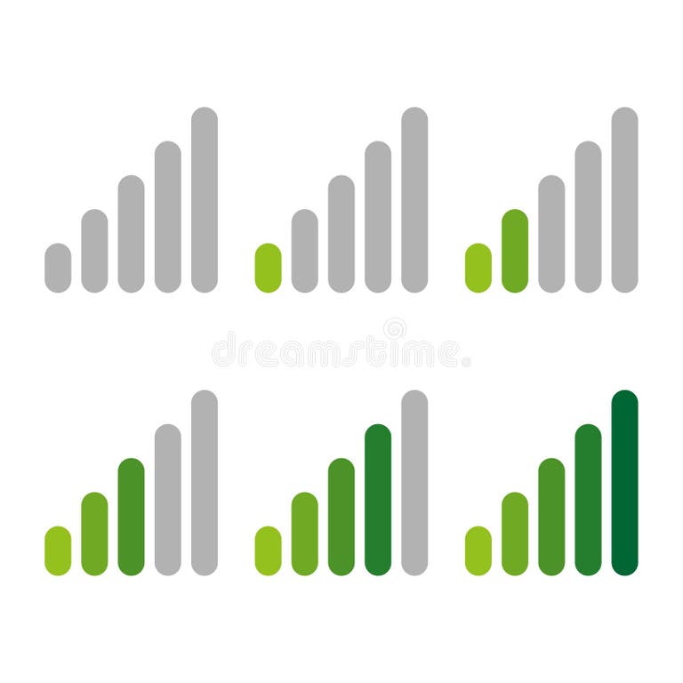 Signal Strength, Strength, Progress or Generic Level Indicators. Low ...