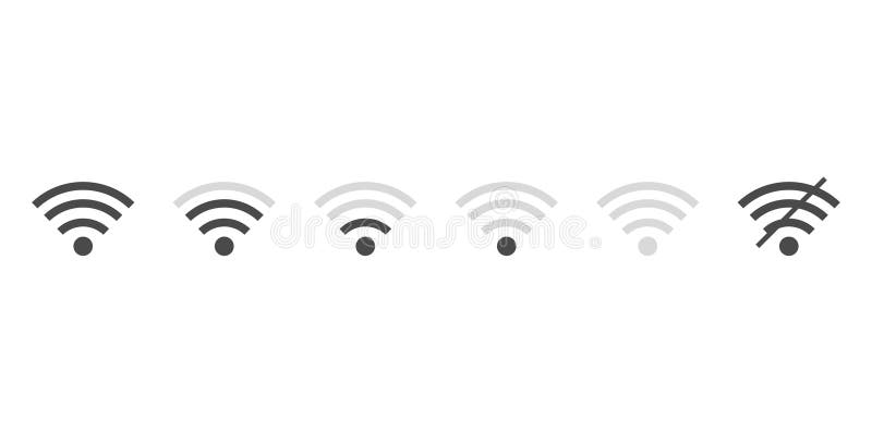 Signal Strength Wifi Icon Set Collection. Wireless Connection Network ...