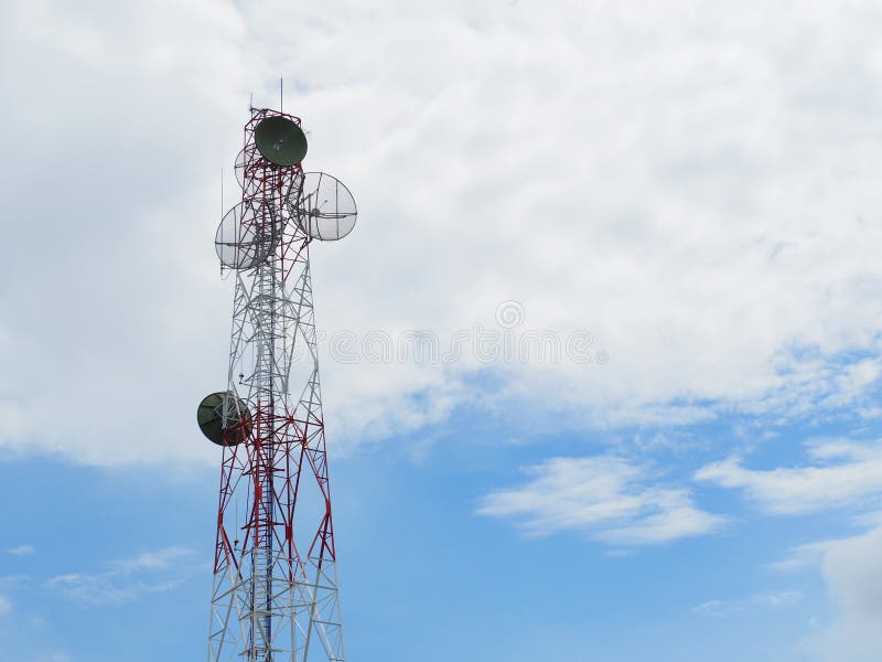 Cellular Signal Tower or Large Antenna with Broadcast Equipment and the ...