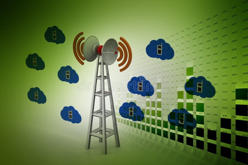 Signal Tower with Connectivity Stock Illustration - Illustration of ...