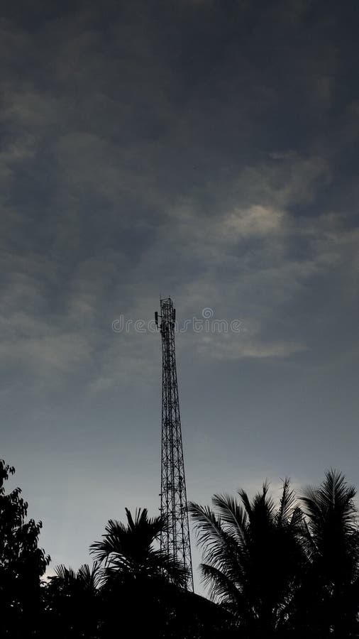 Signal Tower in the Evening Sky Stock Photo - Image of skyscraper ...