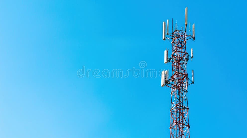 A Signal Tower with Multiple Antennas Against Stock Illustration ...