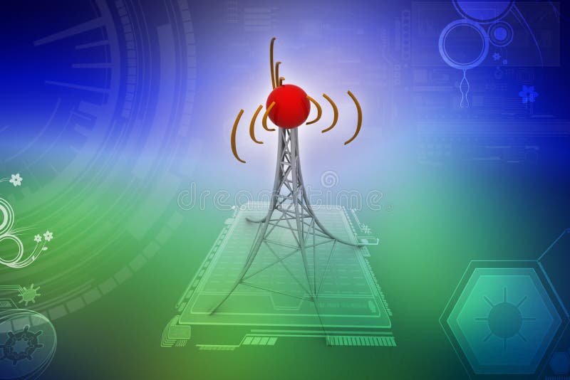 Signal Tower with Networking Stock Illustration - Illustration of ...