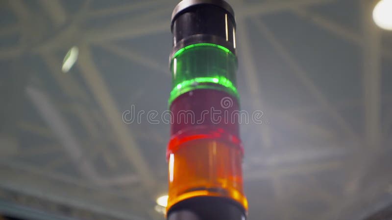 Signal Tower Stack Light at Machine in Factory Stock Footage - Video of ...