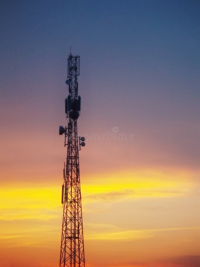 Signal tower and sunset stock image. Image of sunrise - 5753663