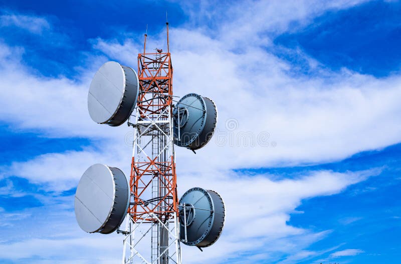 Tower Telecommunication Network Stock Photo - Image of blue, tower ...