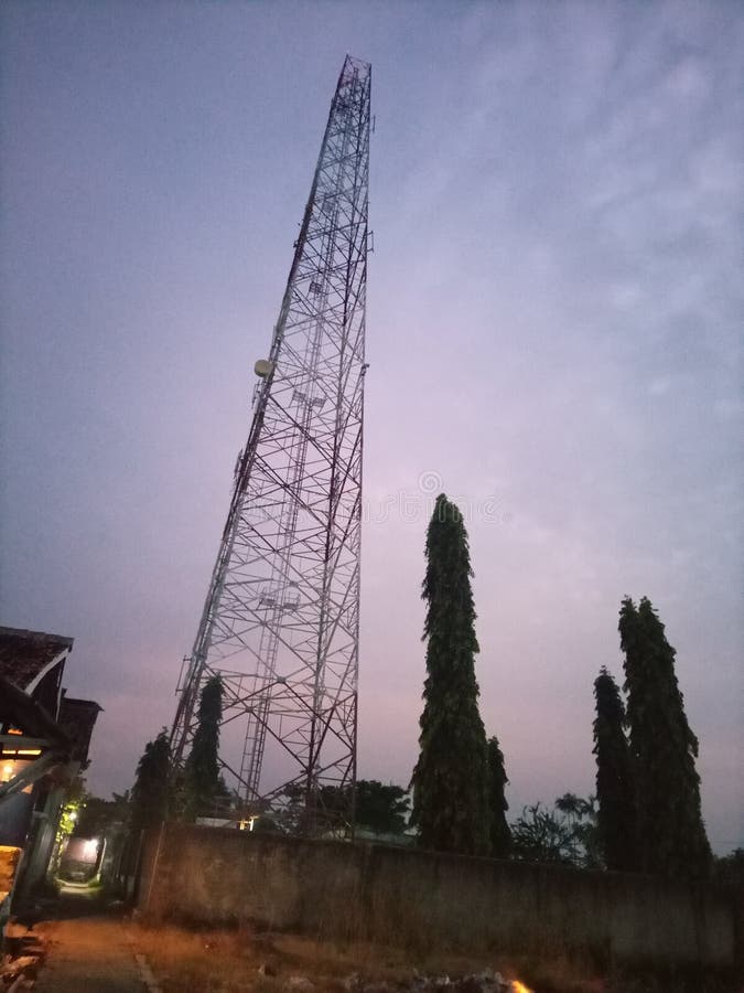 Signal Tower in the Village at Sunset Stock Image - Image of skyscraper ...