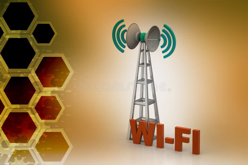 Signal Tower with Wi-fi Connection Stock Illustration - Illustration of ...