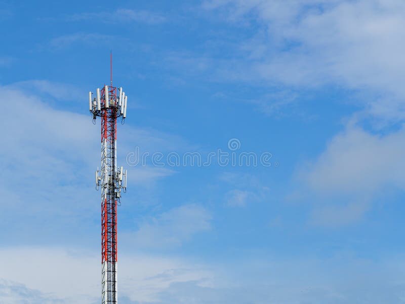 Cellular Signal Tower or Large Antenna with Broadcast Equipment and the ...