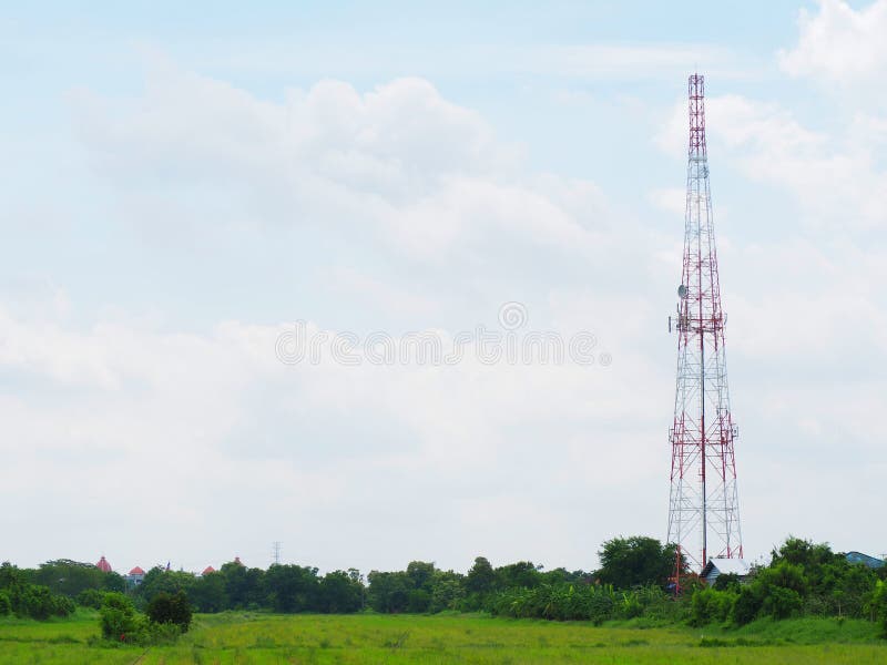 Cellular Signal Tower or Large Antenna with Broadcast Equipment and the ...