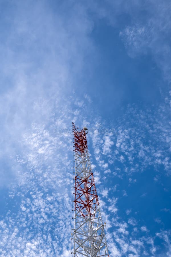 Signal Towers, Red and White, Behind the Sky Stock Photo - Image of ...
