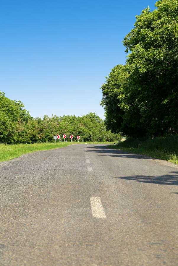 Signal Turn Right on Country Road Stock Image - Image of landscape ...